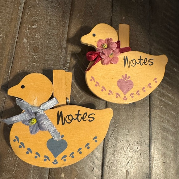 Accents | Decorative Wooden Bird Clips For Notes Yellow And Pink | Poshmark